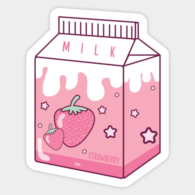 Japanese Aesthetics Kawaii Strawberry Milk Kawaii Drink Sticker Teepublic